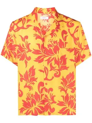 ERL Tropical Floral Print Short-sleeve Shirt - Yellow