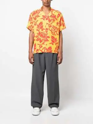 ERL Tropical Floral Print Short-sleeve Shirt - Yellow