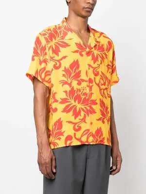ERL Tropical Floral Print Short-sleeve Shirt - Yellow