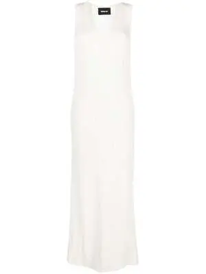 BARROW Distressed Knitted Maxi Dress White