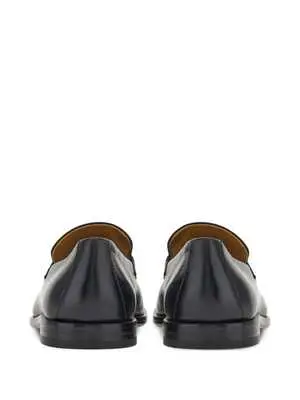 FERRAGAMO Gancini Plaque Leather Loafers