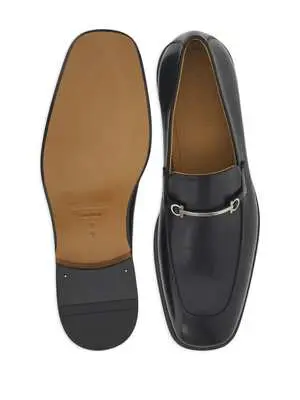 FERRAGAMO Gancini Plaque Leather Loafers