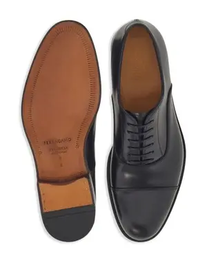 FERRAGAMO Tramezza Oxford With Cap Toe Shoes - Black