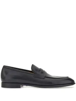 FERRAGAMO Suede Penny Loafers - Black