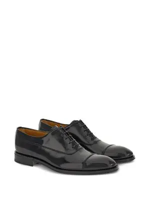 FERRAGAMO Polished Leather Oxford Shoes - Black
