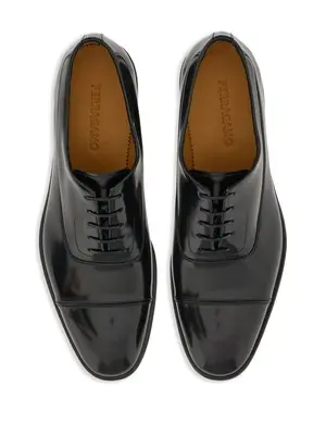 FERRAGAMO Polished Leather Oxford Shoes - Black