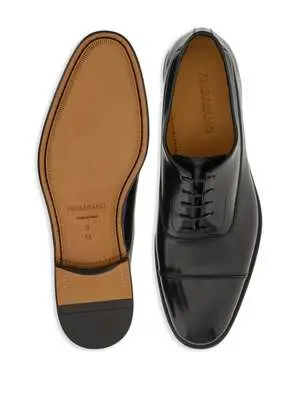 FERRAGAMO Polished Leather Oxford Shoes - Black