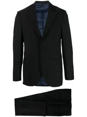 D4.0 Single-breasted Wool Suit - Black