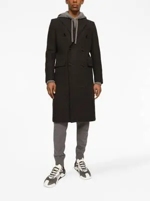 Dolce & Gabbana Wool-cashmere Hoodie With Logo Tag - Grey