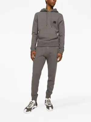 Dolce & Gabbana Wool-cashmere Hoodie With Logo Tag - Grey