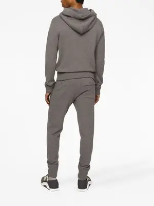 Dolce & Gabbana Wool-cashmere Hoodie With Logo Tag - Grey