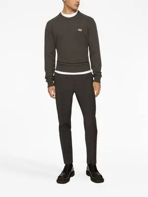 Dolce & Gabbana Wool Jumper With Logo Tag - Brown