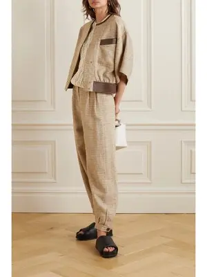 Loro Piana Lyron Leather-trimmed Linen Jacket