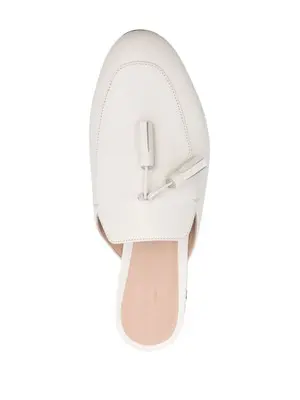 SCAROSSO Tassel-detailed Leather Mules - White