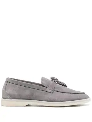 SCAROSSO Tassel-detail Suede Loafers - Grey