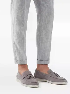 SCAROSSO Tassel-detail Suede Loafers - Grey