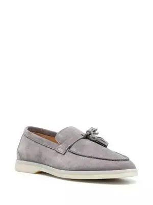 SCAROSSO Tassel-detail Suede Loafers - Grey