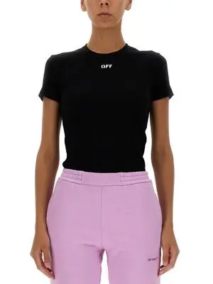 Off-White T-shirt With Logo - Black