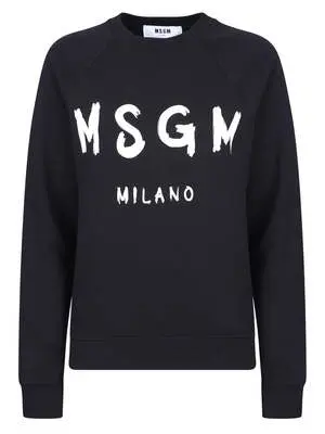 MSGM Printed Cotton Sweatshirt - Black