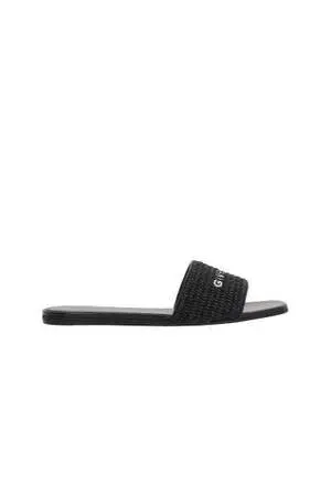 Givenchy Givenchy 4G Raffia Slippers - Black
