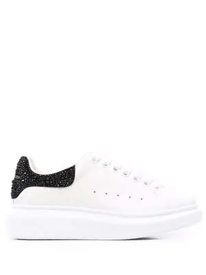 Alexander McQueen Oversized Sneakers With Strass Black Spoiler - White