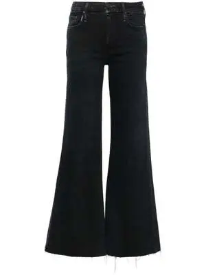 MOTHER The Roller Fray Flared Jeans - Black