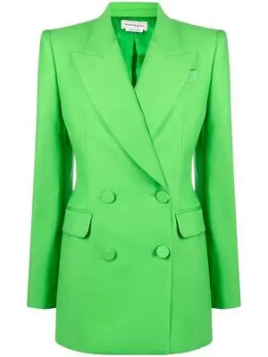Alexander McQueen Double-breasted Wool Blazer Green
