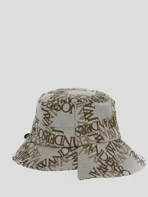 JW Anderson Jw Anderson Asymmetric Logo Grid Bucket Hat - Beige