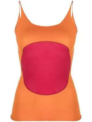 Marni Contrast-patch Cami Top - Red/orange