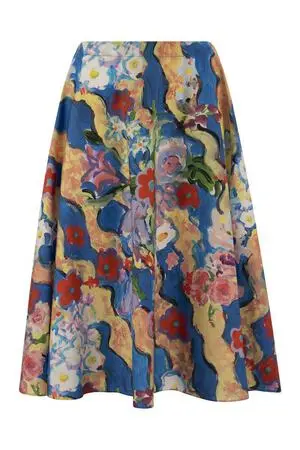 Marni Midi Skirt With Print Multicolor