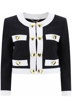 Moschino Cropped Jacket With Heart-shaped Buttons - Multicolor