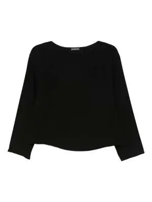 Emporio Armani Boat-Neck Cropped Top - Black
