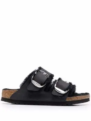 BIRKENSTOCK 'arizona' Shearling-lined Sandals - Black