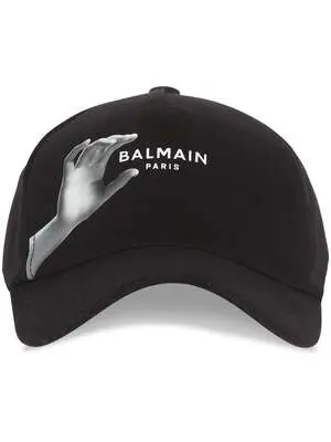 Balmain Baseball Cap With Print And Logo