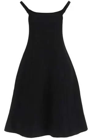 Khaite 'uma' Heavy Wool Midi Dress - Black