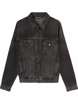 Palm Angels Denim Jacket With Print - Black