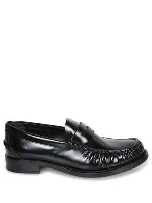Prada Leather Loafers With Buckle - Black