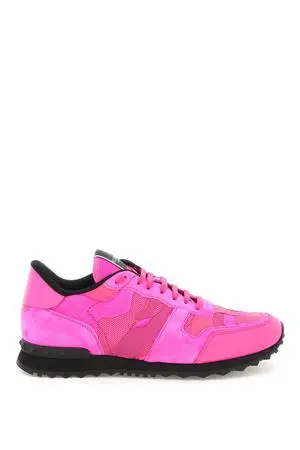 Valentino Garavani Pink Pp Camo Rockrunner Sneakers - Fuchsia