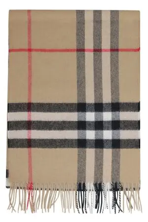 Burberry Checked Cashmere Scarf Beige