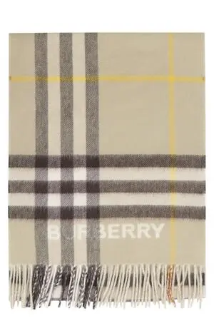 Burberry Checked Cashmere Scarf Grey