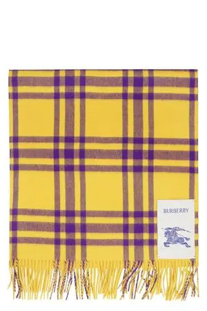 Burberry Checked Cashmere Scarf Yellow
