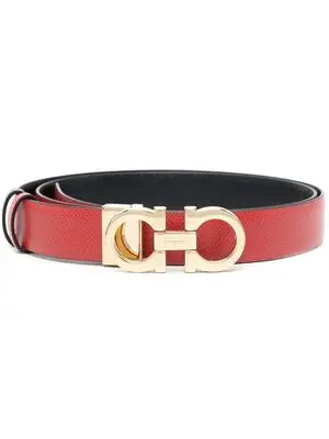 FERRAGAMO Salvatore Ferragamo Gancini Leather Belt Red