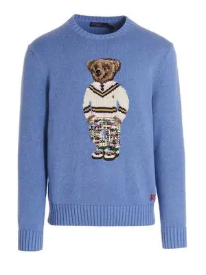 Ralph Lauren 'teddy' Embroidery Sweater - Light Blue