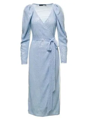 Remain Birger Christensen 'bridget' Light Sequin Wrap Midi Dress - Blue