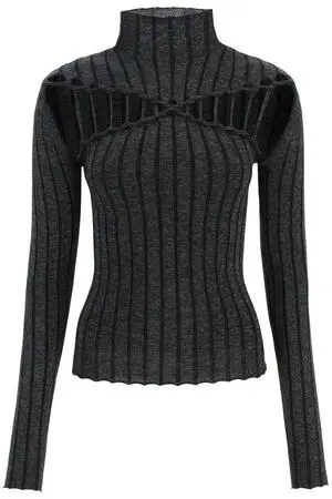 DION LEE X Braid Reflective Knit Top - Grey