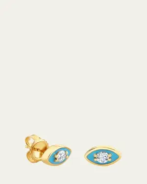 SYDNEY EVAN 14k Yellow Enamel Marquise Evil Eye Stud Earring - Gold