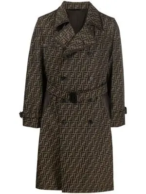 Fendi Logo Coat. Clothing - Brown