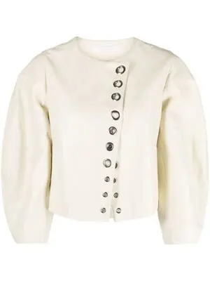 Chloé Short Leather Jacket - White