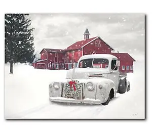 COURTSIDE MARKET Car On A Snowy Day 16x20 Canva S Wall Art - One-color