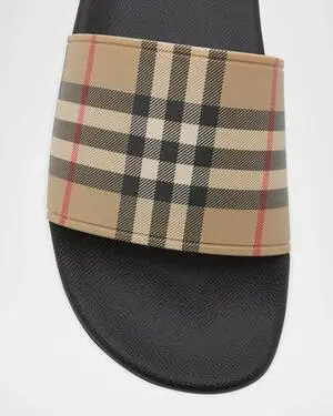 Burberry Furley Check Slides - Beige